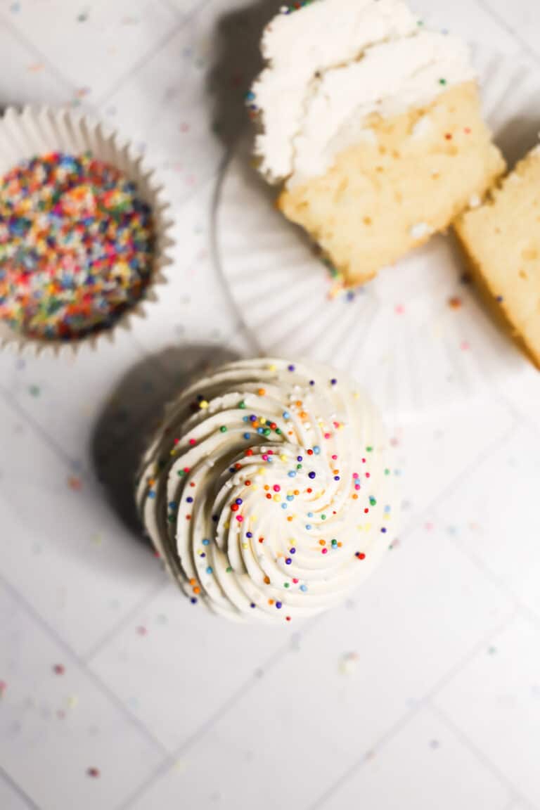 Vanilla Buttermilk Cupcakes with Vanilla Buttercream - Baking Guilty